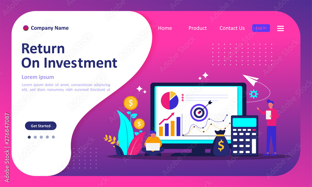 ROI concept, Return on investment, people managing financial chart ...