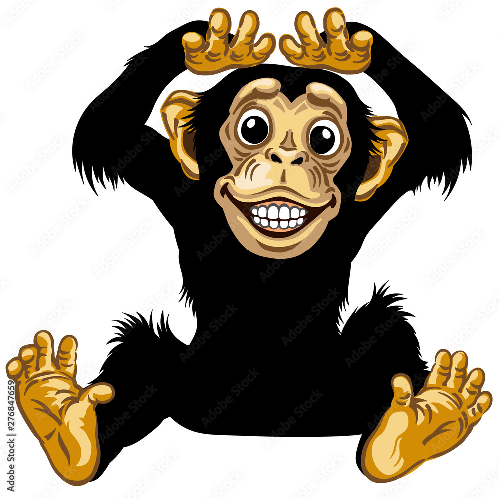 cartoon chimp ape or chimpanzee monkey smiling cheerful with a big ...