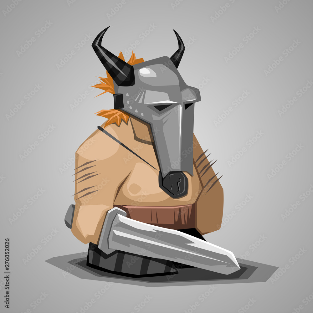 Cartoon warrior character. Vector barbarian illustration. Stock Vector ...