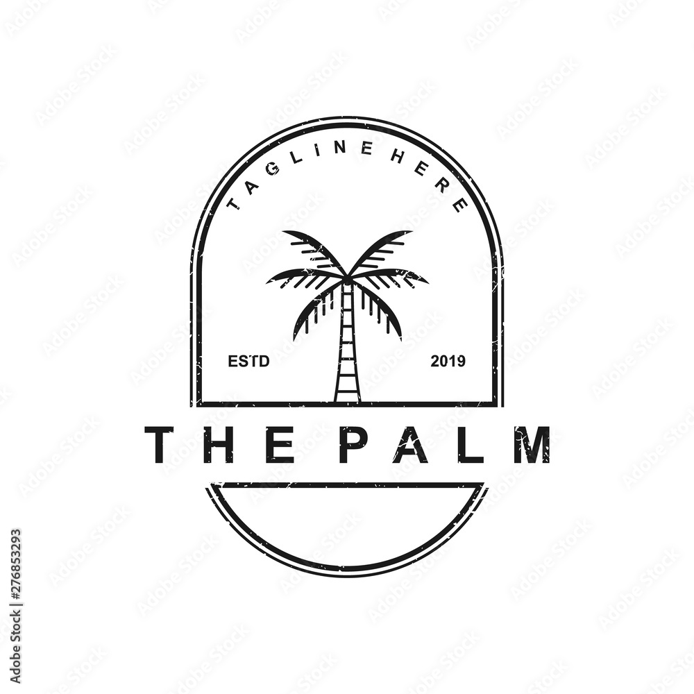 Simple logo and label design of palm tree Stock Vector | Adobe Stock