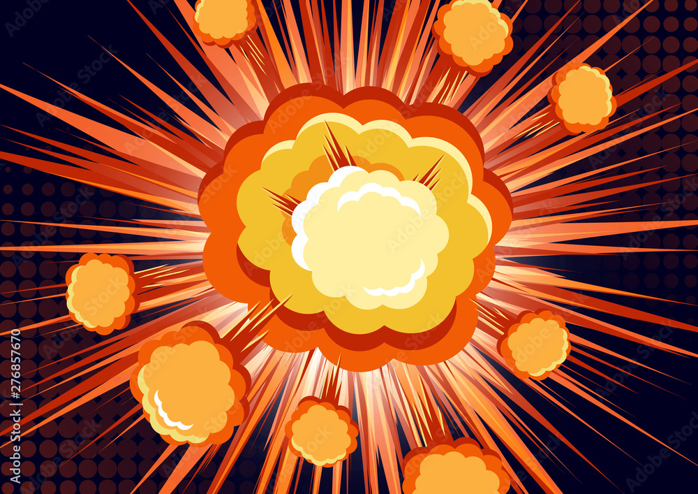 Cartoon vector bomb explosion with smoke. Cartoon style effect boom ...