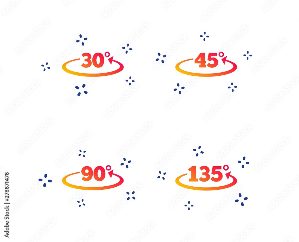 Angle 30-135 degrees icons. Geometry math signs symbols. Full complete ...