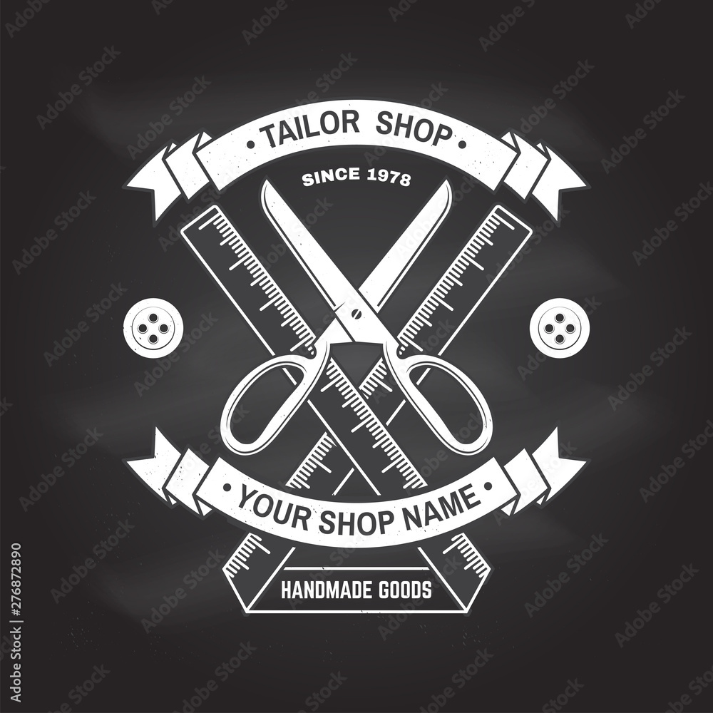 Tailor shop badge. Vector. Concept for shirt, print, stamp label or tee ...