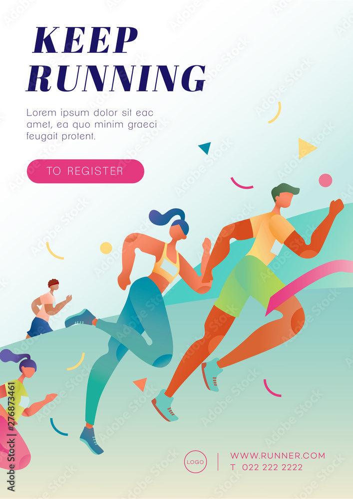 Marathon running poster Stock Vector | Adobe Stock