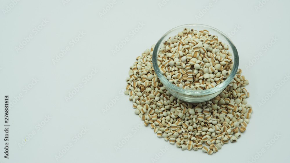 Job's Tears, also known as adlay and coix on white background. Popular ...