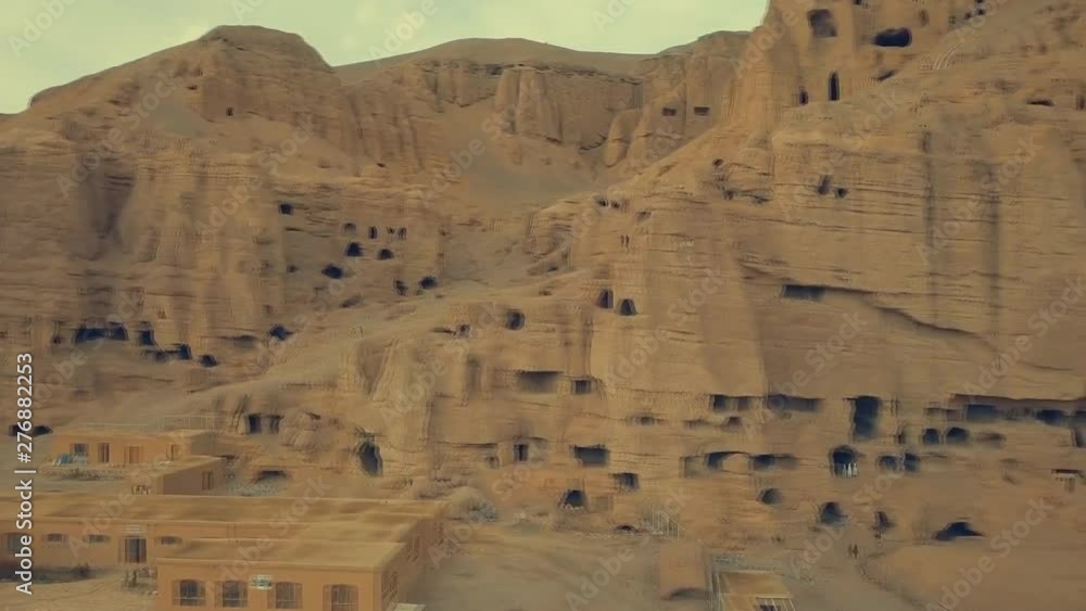 Bamiyan Buddha caves, Bamiyan province, Afghanistan. Now giant Buddha ...
