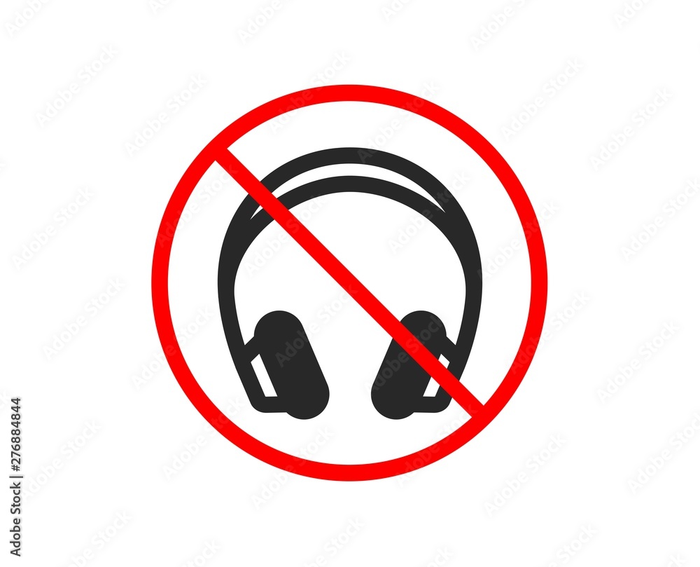 No or Stop. Headphones icon. Music listening device sign. DJ or Audio ...