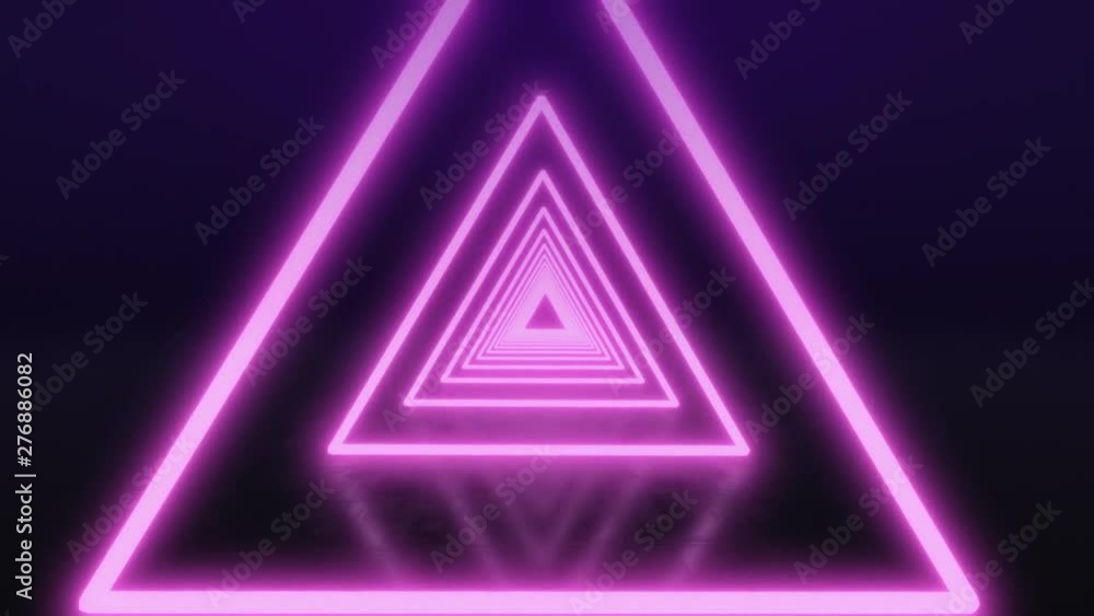 3d Abstract seamless background, looped animation. Neon triangles ...