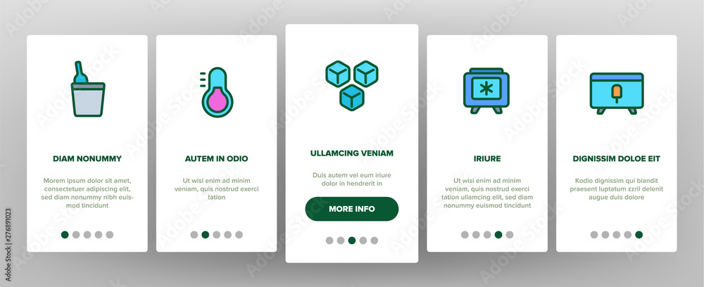 Freezer, Cooling Appliance Onboarding Mobile App Page Screen Vector ...