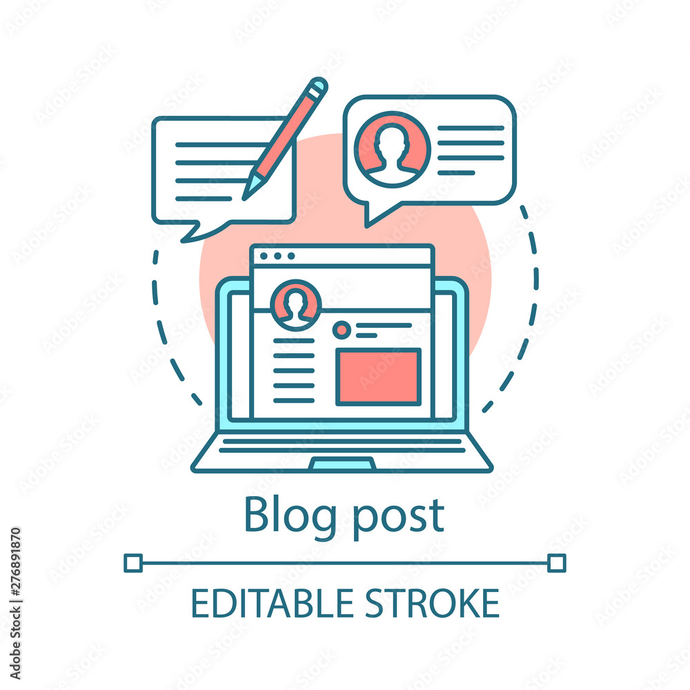 Blog post concept icon. Content optimization idea thin line ...