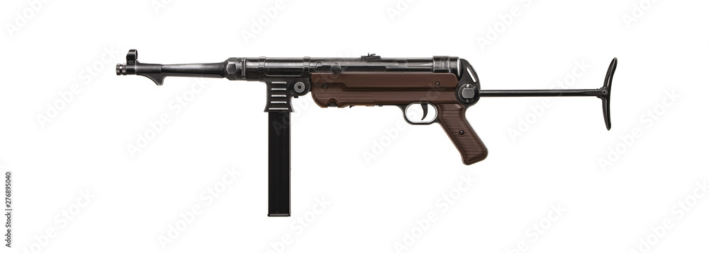 Vintage submachine gun from the Second World War. Weapon isolate on ...