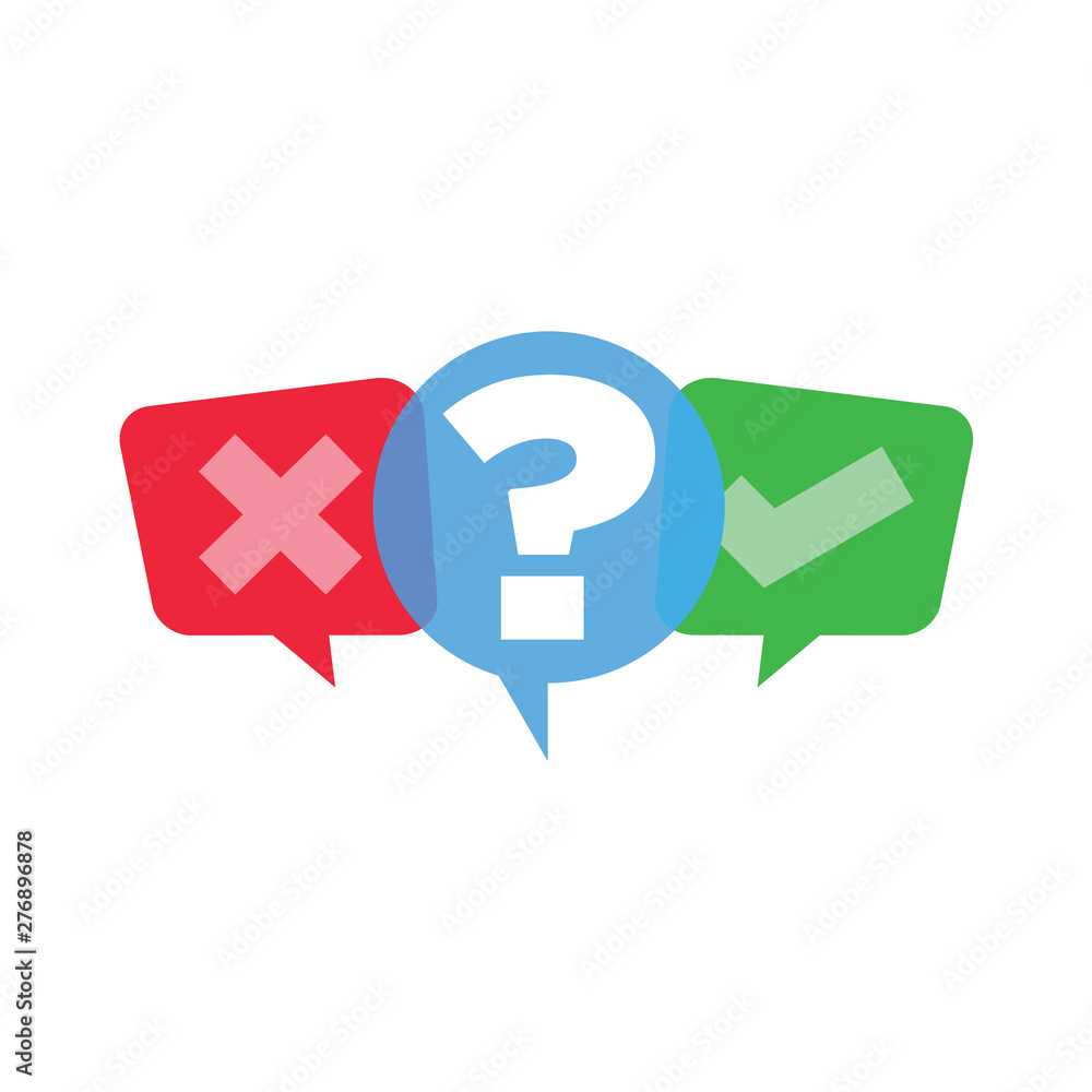 Quiz logo with speech bubble symbols, concept of questionnaire show ...