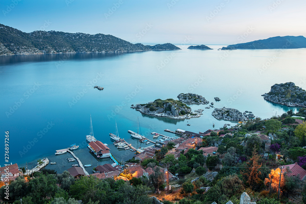 Kalekoy view in Kekova Gulf. Kekova is populer tourist destination in ...