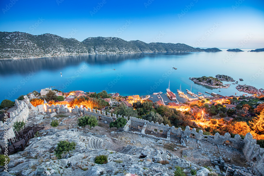 Kalekoy view in Kekova Gulf. Kekova is populer tourist destination in ...