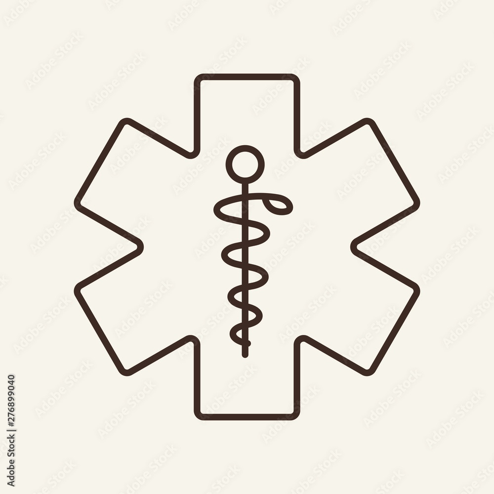 Star of life line icon. Medical symbol, snake, badge. Medicine concept ...