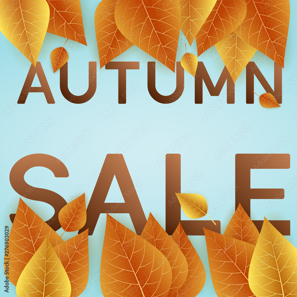 Autumn sale banners, poster, with multicolor autumn leaves. .Vector ...