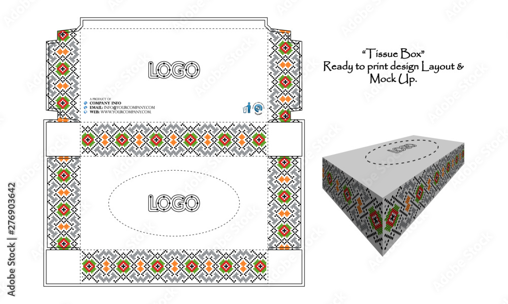 Tissue box layout and mockup - beautiful pattern design for commercial ...
