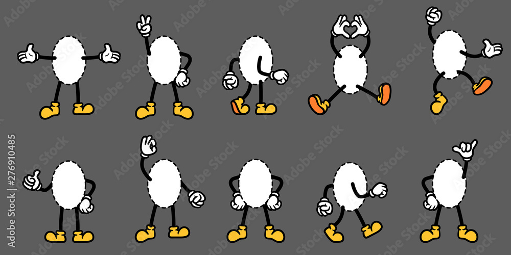 Pair Of Cartoon Hand And Foot Collection Set Stock Vector | Adobe Stock