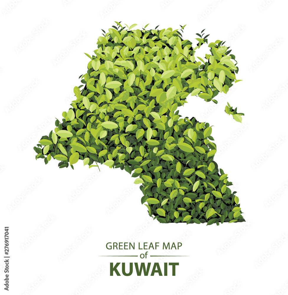 Green leaf map of kuwait vector illustration of a forest is concept ...