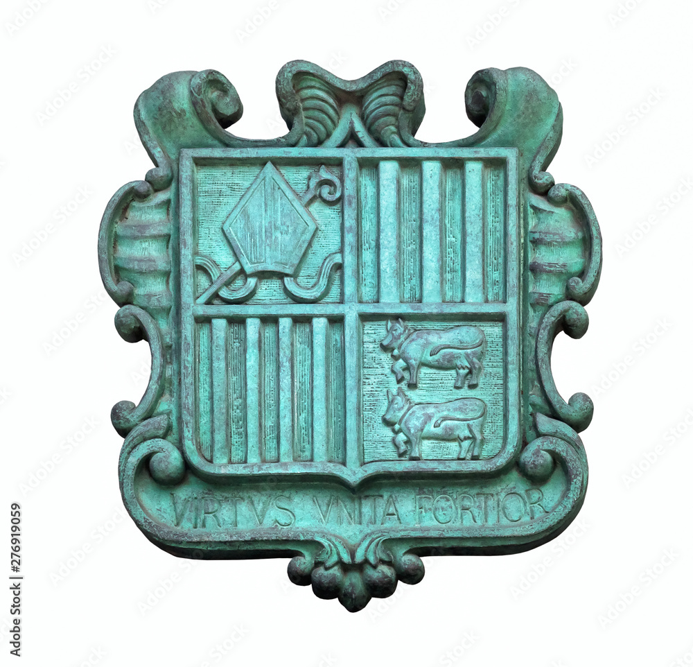 Official state emblem of the Principality of Andorra. National Coat of ...