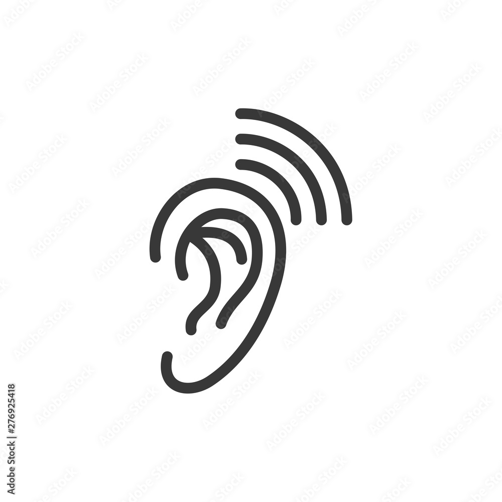 Ear icon template black color editable. hearing symbol vector sign ...