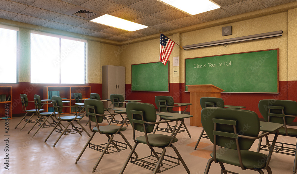 American School Classroom Environment Stock Illustration | Adobe Stock