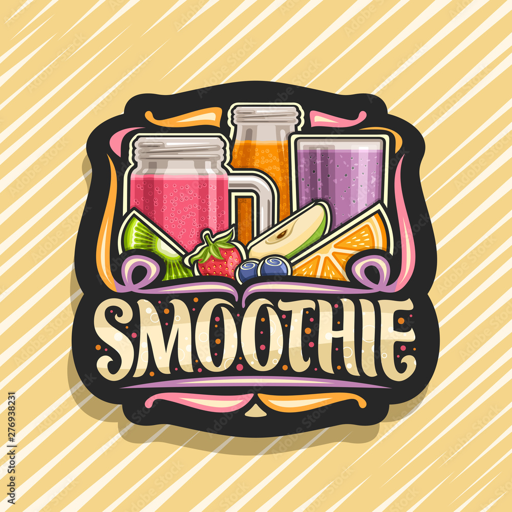 Vector logo for Fruit Smoothie, black decorative badge with ...