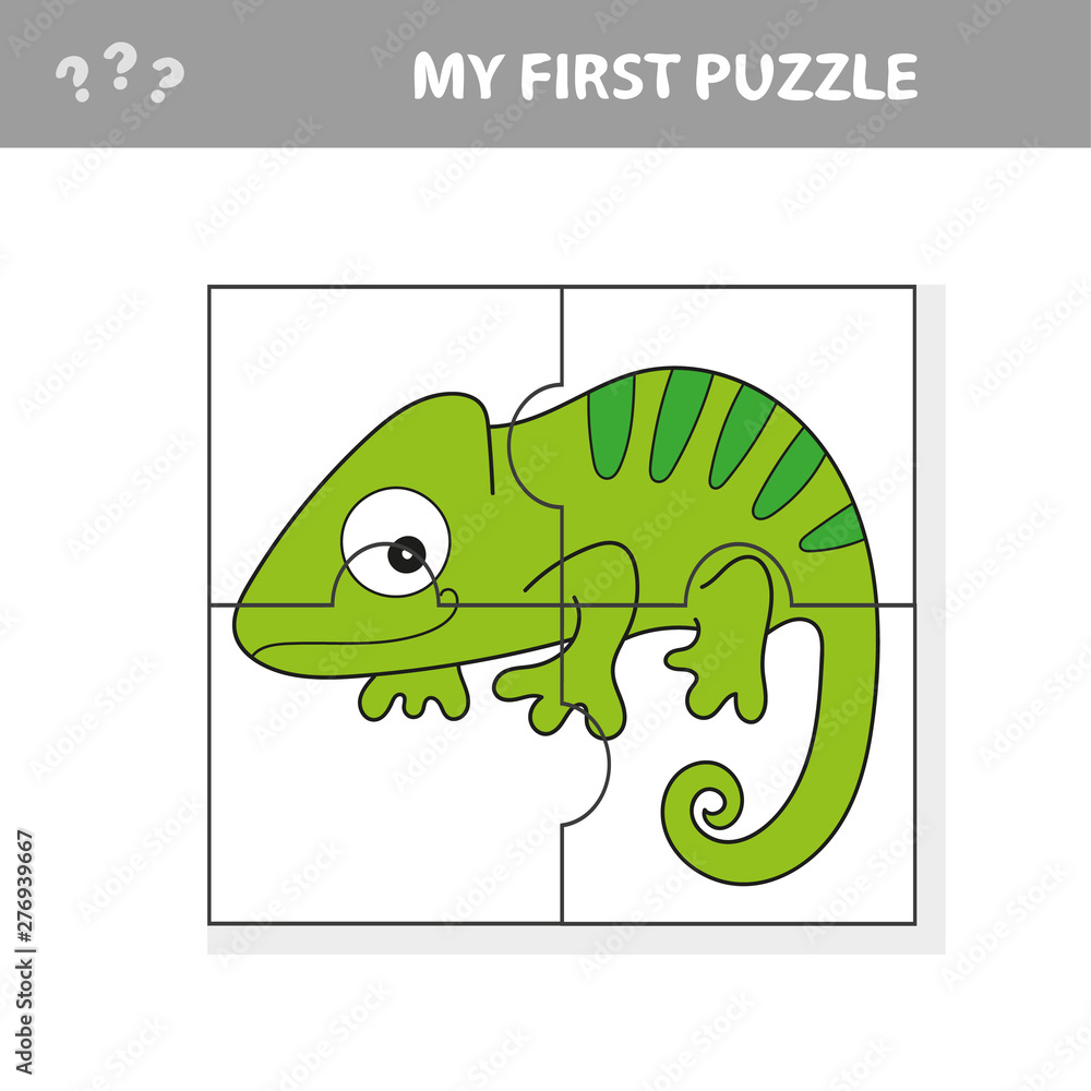 Game for kids. Activity page. Puzzle for children - iguana or chameleon ...