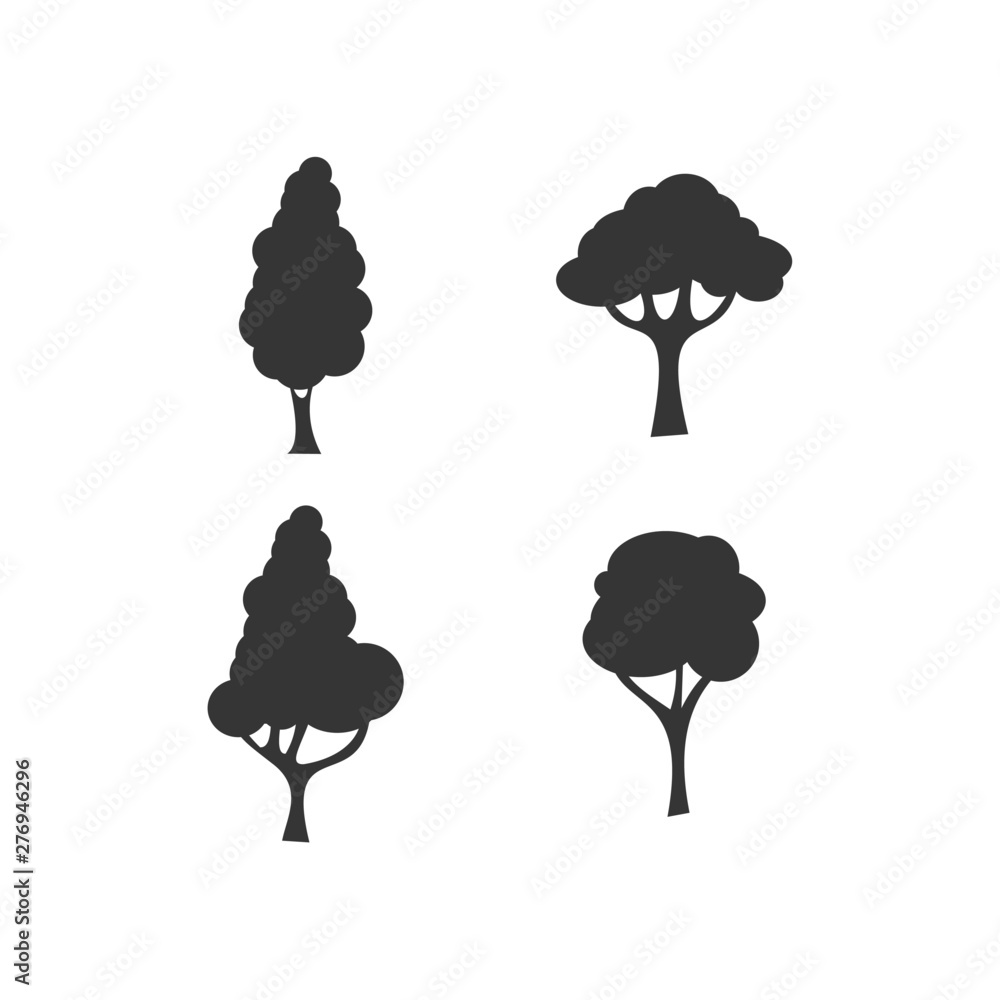 Tree icon template black color editable. Branch forest symbol vector sign isolated on white ...