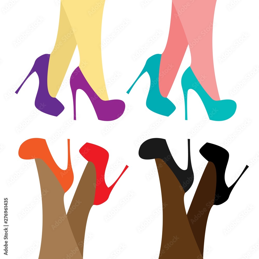 Beautiful line art banner with colored feet on white background. Vector ...
