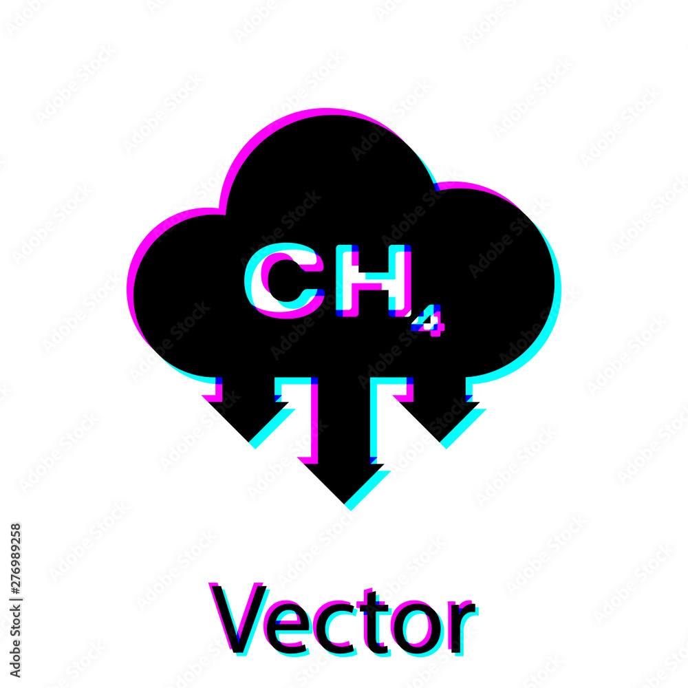 Black Methane emissions reduction icon isolated on white background ...