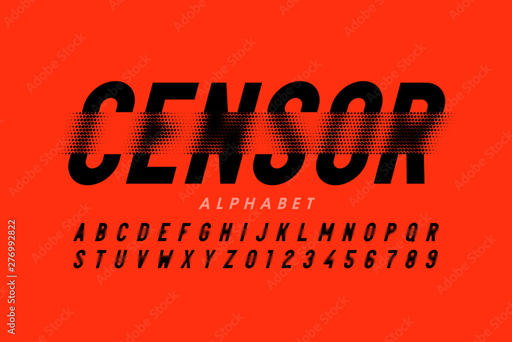 Censored style font design, alphabet letters and numbers Stock Vector ...