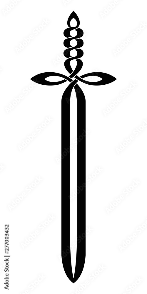 Celtic sword with national ornament. Vector image for design and tattoo ...