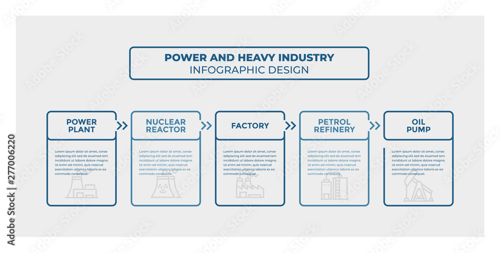 Power And Heavy Industry infographic design. Timeline with 5 steps ...