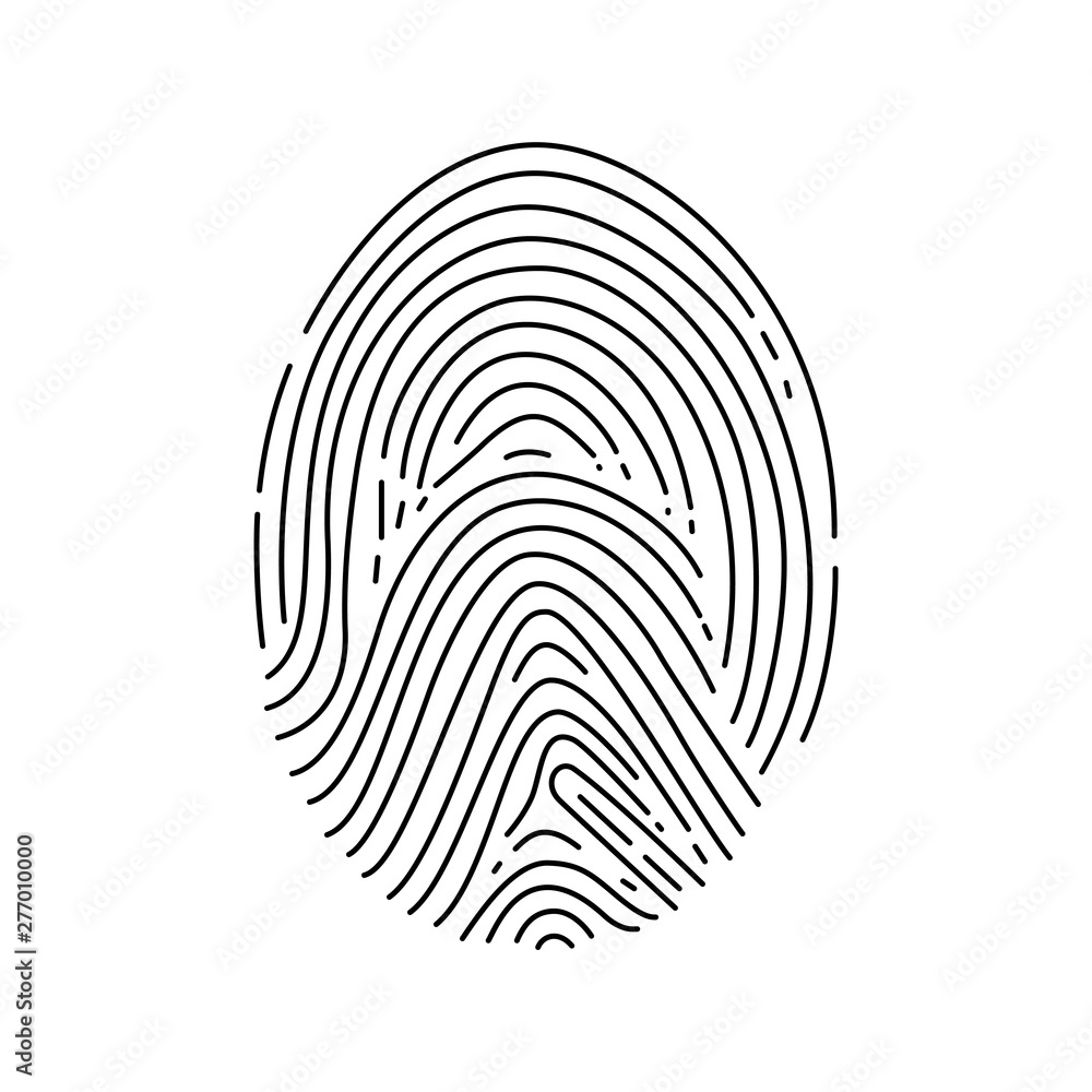 Finger print icon made in an outline style isolated on a white ...