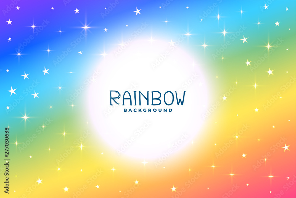 colorful rainbow background with stars and sparkles Stock Vector ...