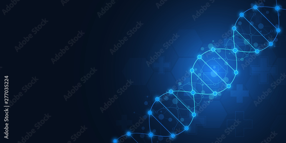 DNA strand and molecular structure. Genetic engineering or laboratory ...