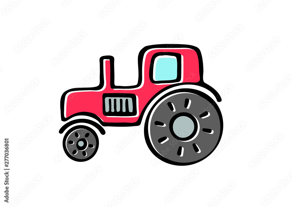 Cartoon Red Tractor on the white background. Vector illustration. Stock ...