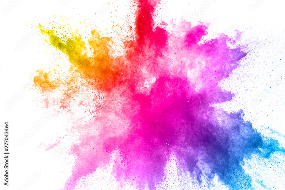 Colorful powder explosion on white background. Abstract pastel color ...