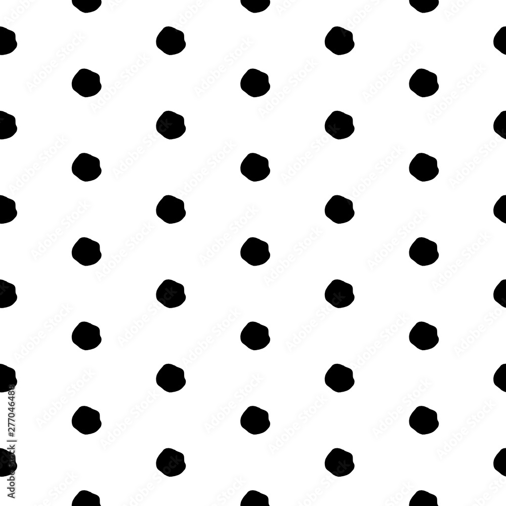 Abstract polka dot pattern with hand drawn dots. Funny vector black and ...