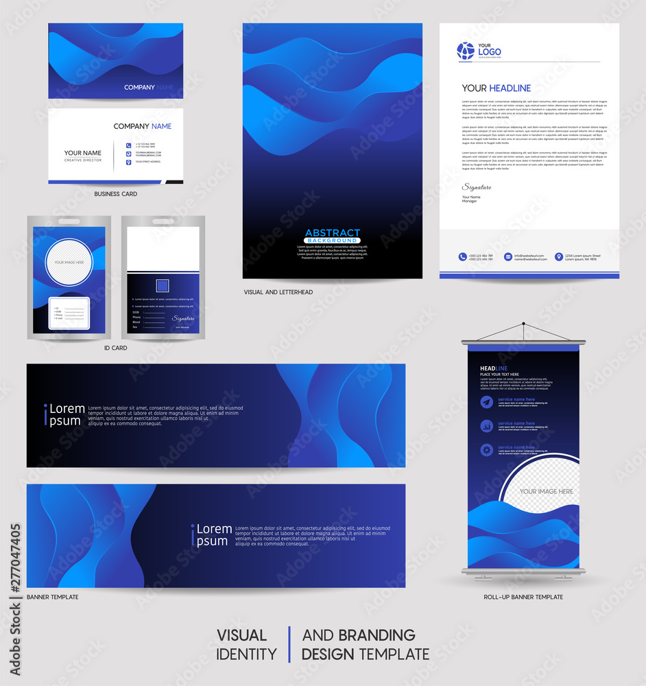 Modern stationery mock up set and visual brand identity with abstract ...
