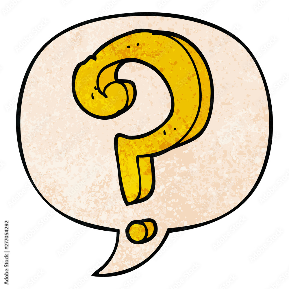 cartoon question mark and speech bubble in retro texture style Stock ...