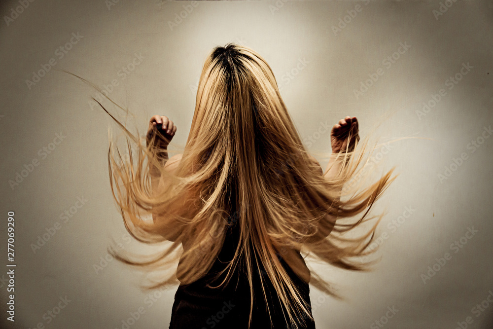 Texture of damaged female hair close-up. concept weak hair from hair ...