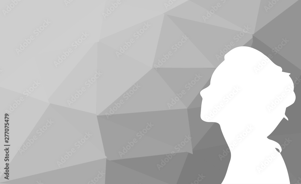 white silhouette profile on silver low poly background business card ...