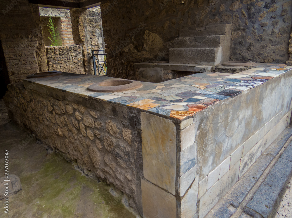 Pompeii, Italy - Traditional house kitchen in Pompeii, the ancient ...