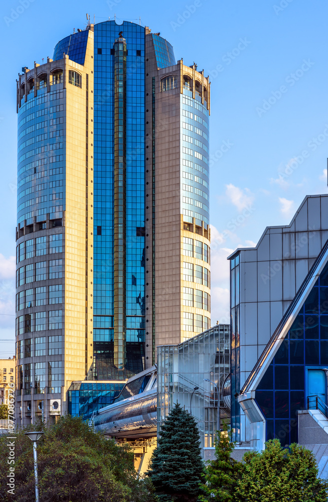Tower 2000 and Bagration Bridge in Moscow-City district, Russia. Moscow ...