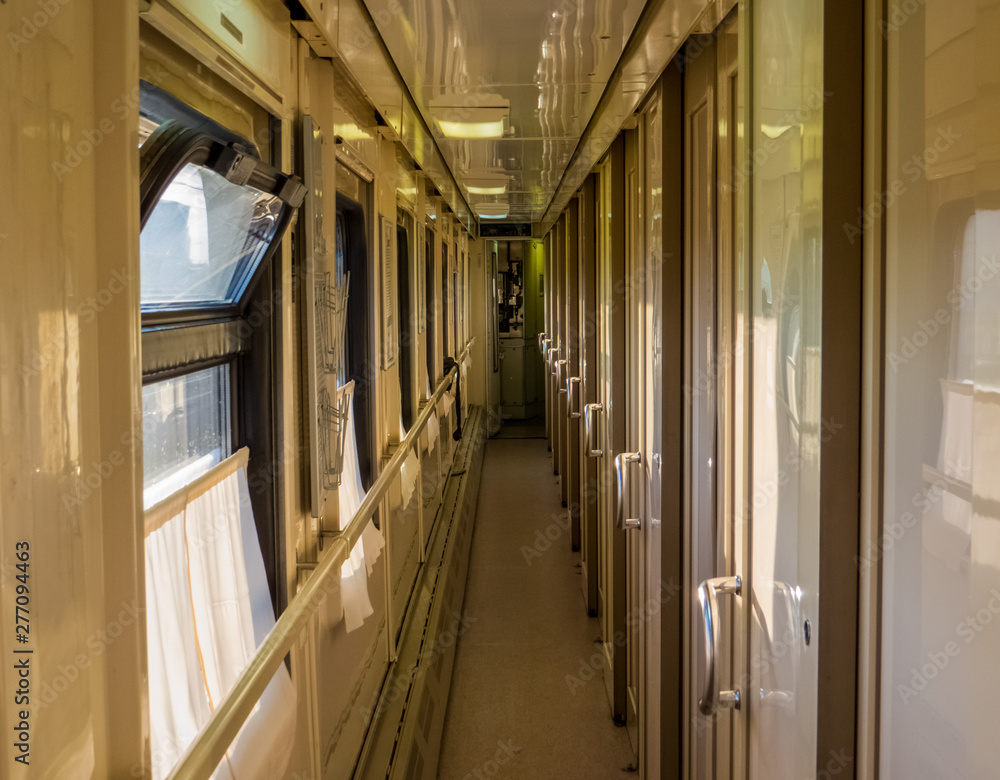 Interior of the Trans-Siberian Express train, connecting St. Petersburg ...