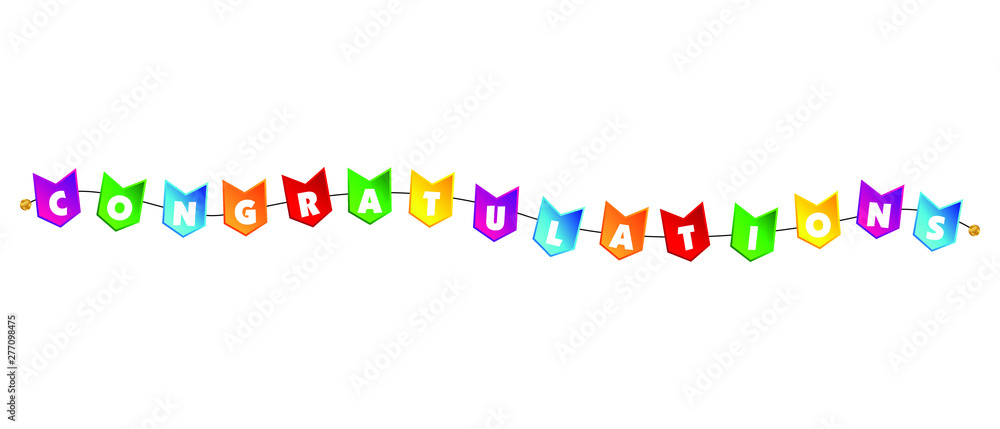 Vector ribbon of congratulations. Flags with letters, congratulatory ...