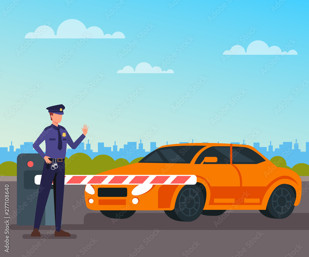 Tool booth car concept. Vector flat cartoon graphic design isolated ...