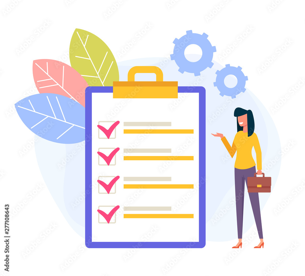 Finished done to do list concept. Vector flat cartoon graphic design ...